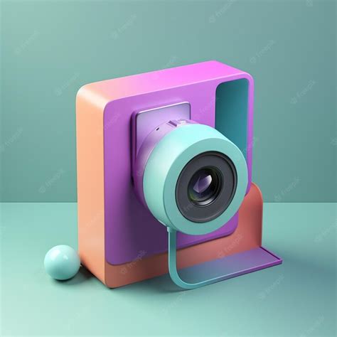Generative Ai를 사용한 광고를 위한 트렌드 컬러 팔레트의 카메라 및 기하학적 개체 프리미엄 사진