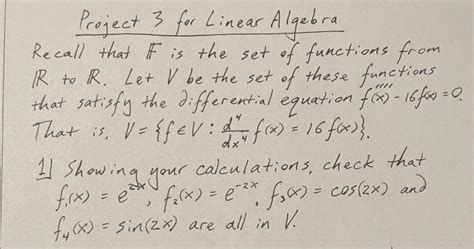 Solved Project For Linear Algebra Recall That It Is The Chegg