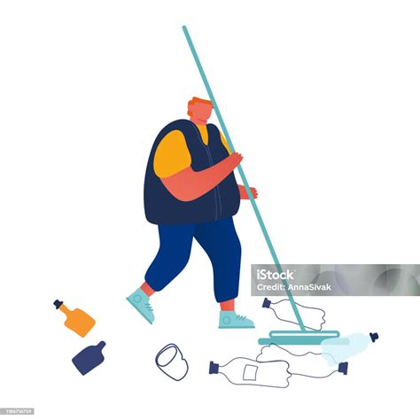 재활용 생태 보호 개념 땅에서 쓰레기를 제거하는 남자 레이크와 남성 캐릭터 청소 지구 표면 사람 저장 행성 세계 환경의 날 만화 플랫 벡터 일러스트 직업에 대한 스톡 벡터