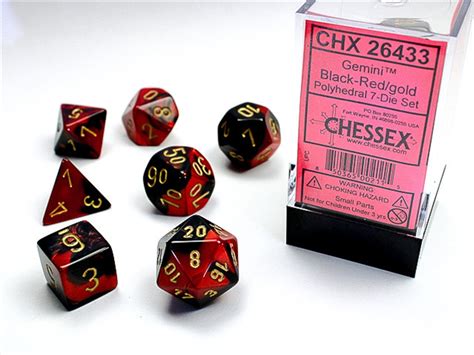 Buy Chessex Polyhedral 7 Die Set Gemini Black Redgold Online