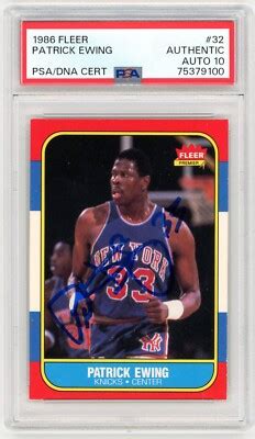 Patrick Ewing 1986 Fleer Autograph Rookie Card 32 Psa Authentic Psa