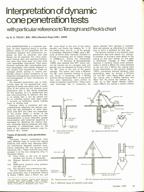 Correlation Of Dynamic Cone Penetration Test Results With Standard Penetration Test Values And