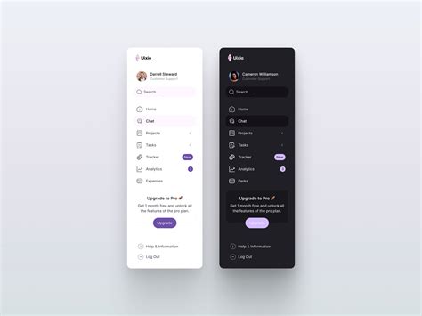 Light And Dark Sidebar Ui By şennur Oruç On Dribbble