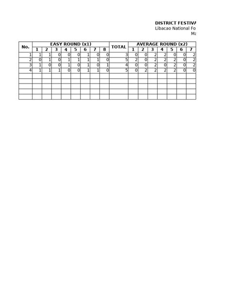 Tabulation Sheet Pdf