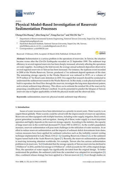 pdf physical model based investigation of reservoir · water