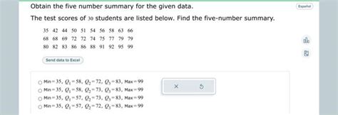 Solved Obtain The Five Number Summary For The Given Data Chegg