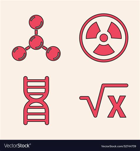 Set Square Root X Glyph Molecule Radioactive Vector Image