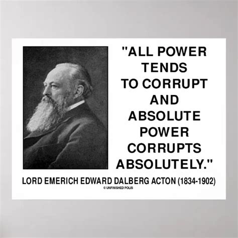 Lord Acton All Power Corrupts Absolute Power Quote Poster Zazzle