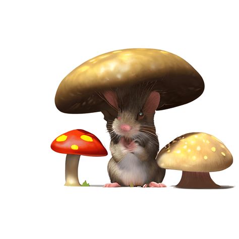 Field Mouse Under Mushroom · Creative Fabrica