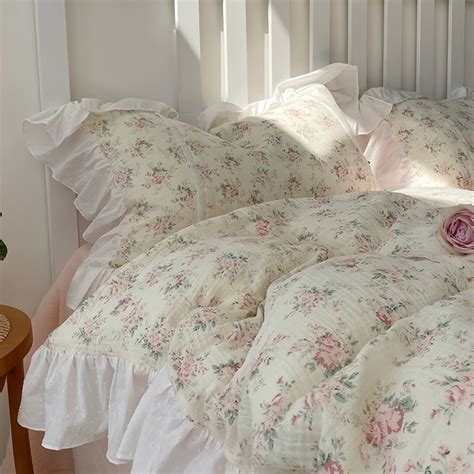 Duvet Cover Ruffles Floral Etsy