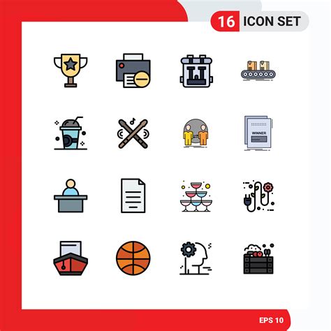 Stock Vector Icon Pack Of 16 Line Signs And Symbols For Drink Factory