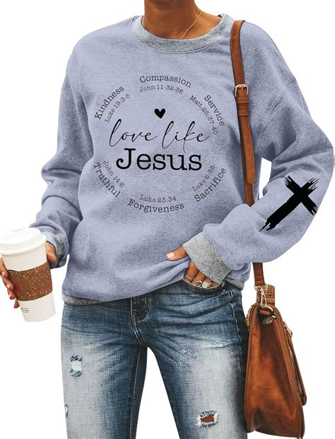 Lotucy Christian Sweatshirts Women Love Like Jesus T Shirt