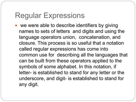 Regular Expression In Compiler Design Pptx Programming Languages