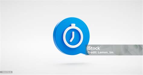 파란색 시계 시간 아이콘 또는 시간 타이머 알람 시계 메시지 버블 일러스트 그래픽 평면 디자인과 분 인터페이스 측정 기호와 흰색 3d 배경에 격리 디지털 스톱워치 개념 벽