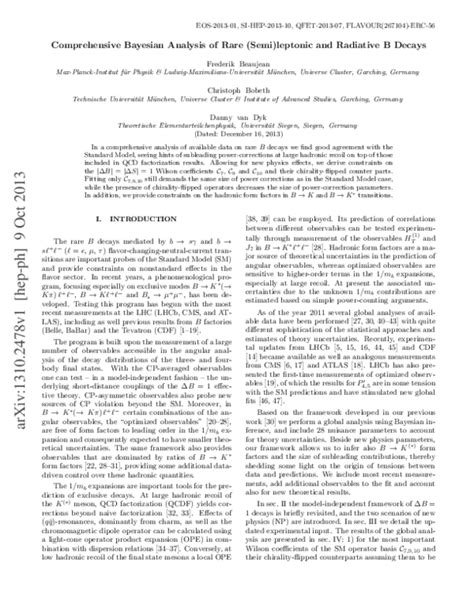 Pdf Comprehensive Bayesian Analysis Of Rare Semileptonic And