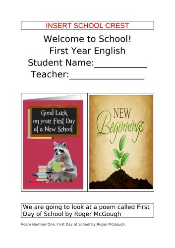 First Dayweek At School English Activities Teaching Resources