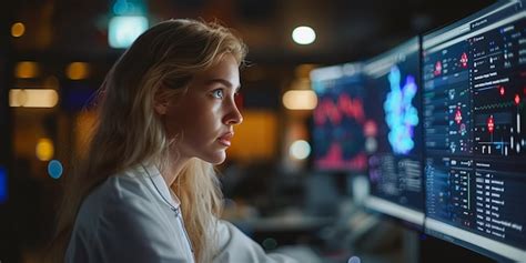 Premium Photo Engineer Or Scientist Analyzing Stream Of Data A Researcher Or Scientist