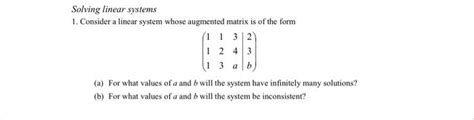 solved solving linear systems 1 consider a linear system
