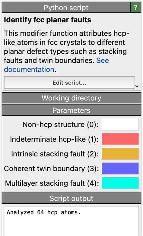 Identify Fcc Planar Faults Pro — Ovito User Manual 3140 Documentation