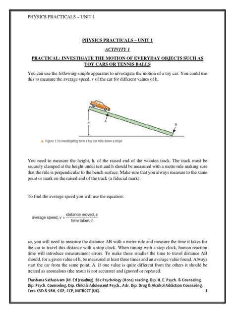 Unit 1 Physics Practicals Pdf Time Camera