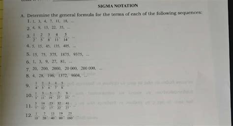 Sigma Notationa Determine The General Formula For The Terms Of Each Of