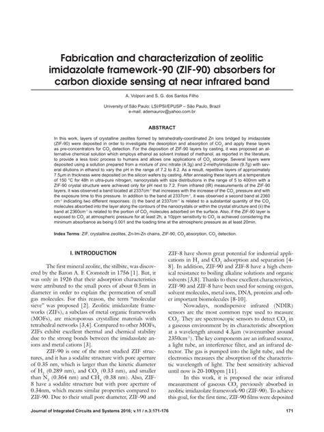 Pdf Fabrication And Characterization Of Zeolitic Imidazolate