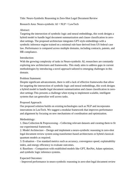 Neuro Symbolic Reasoning In Zero Shot Legal Document Review Detailed Pdf Artificial