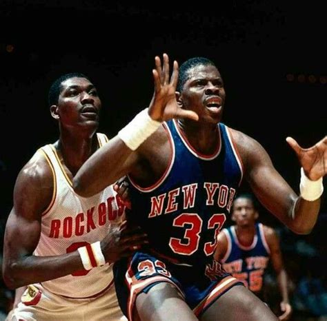 A Young Dream And Pat Ewing Battle In Houston Basketball Photography Nba Legends Basketball
