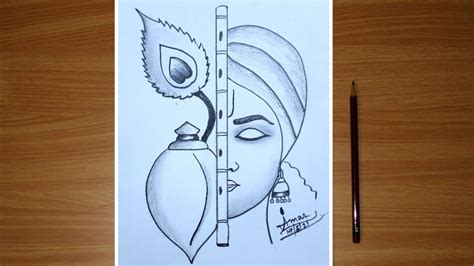 Lord Krishna Drawing Tutorial Easy Pencil Drawing Of Lord 49 Off