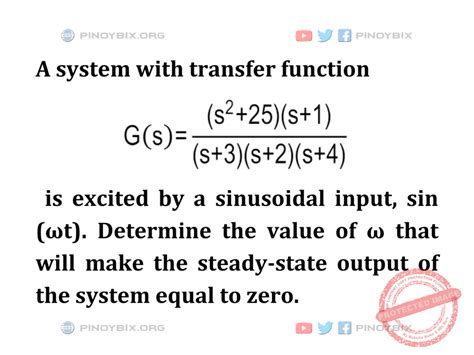 Solution Determine The Value Of ω That Will Make The Steady State Output
