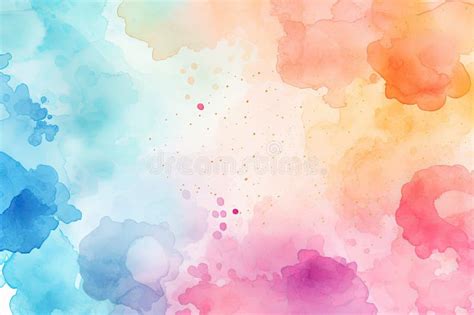 Rainbow Blobs Watercolor Pattern On White Background Abstract Grunge Texture Stock Illustration