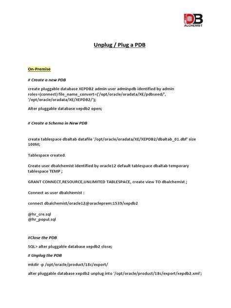 Unplug Plug A Pdb Pdf Databases Relational Database