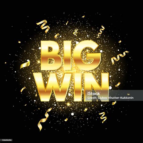 반짝이 반짝임과 떨어지는 색종이와 큰 승리 황금 텍스트 색종이 폭발 밝은 축하 배경 우승자 팀 성공적인 챔피언 1위 벡터 일러스트레이션 대형에 대한 스톡 벡터 아트 및 기타