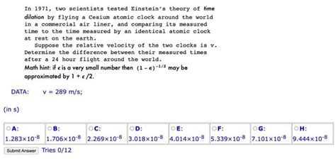 Solved In 1971 Two Scientists Tested Einsteins Theory Of