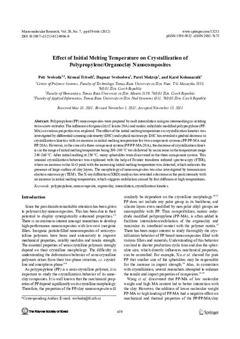 Pdf Effect Of Initial Melting Temperature On Crystallization Of