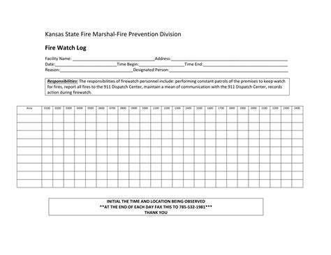 Template Free Printable Fire Watch Log Sheet At Marcia Chester Blog