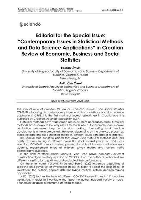Pdf Editorial For The Special Issue “contemporary Issues In