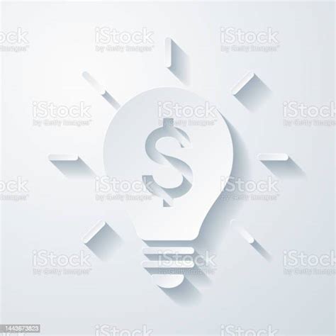 달러 기호가 있는 전구 빈 배경에 종이 자르기 효과가 있는 아이콘 0명에 대한 스톡 벡터 아트 및 기타 이미지 0명 3차원 형태 개념 Istock