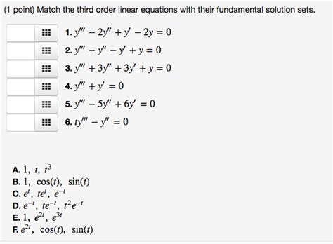 Solved 3 Match The Third Order Linear Equations With