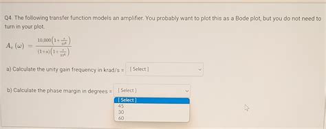 solved q4 the following transfer function models an