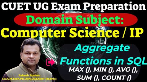 CUET UG / PG Computer Science Exam #13 : Aggregate Functions of SQL ...