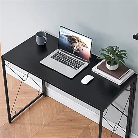 Vecelo 접이식 컴퓨터 책상 간단한 노트북 테이블 가정 사무실 워크스테이션 읽기 쓰기 조립 필요 없음 394 인치