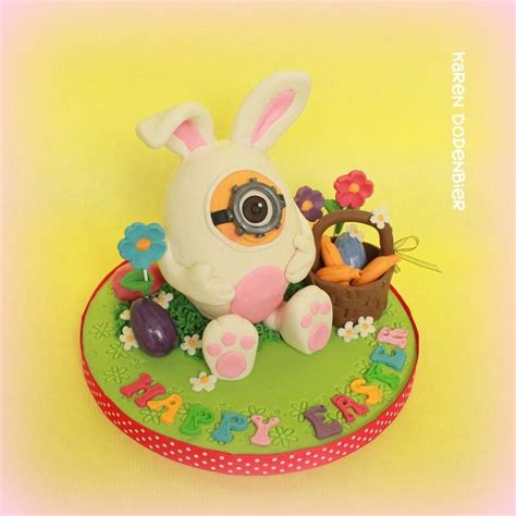 Minion Easter Bunny By Karen Dodenbier 3d Cakes Fondant Cakes Easter Cupcakes Cupcake