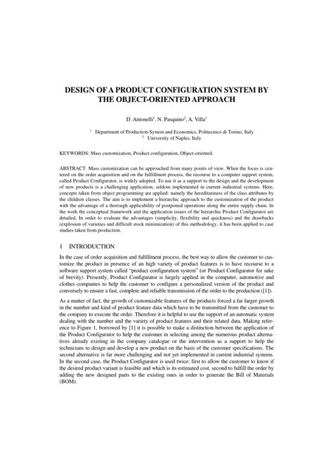 Pdf Design Of A Product Configuration System By The Object Oriented Approach
