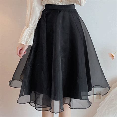 로사 오간자 쉬폰 롱 스커트 에이블리