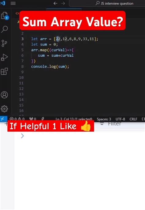 How To Sum Array Value In Javascript Javascript Interview Question