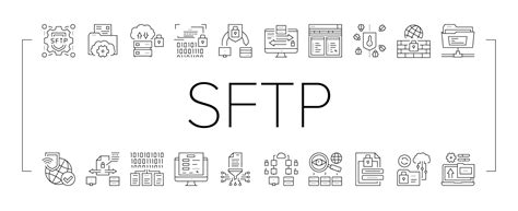 ssh sftp file transfer protocol icons set vector 19523431 vector art
