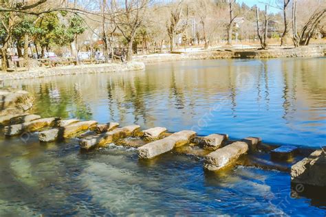 Stones Crossing The River In The Shade Background River River Water