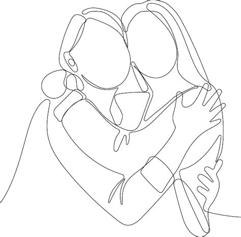 Premium Vector One Line Drawing Of Man Hugging Him Self Vector
