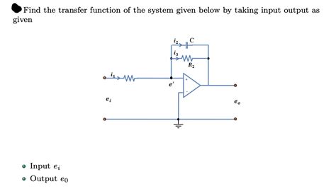 Solved Find The Transfer Function Of The System Given Below Chegg